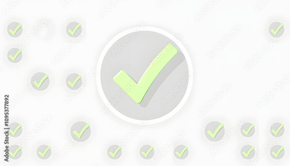 Green check mark, isolated tick symbols, checklist signs, and an ...
