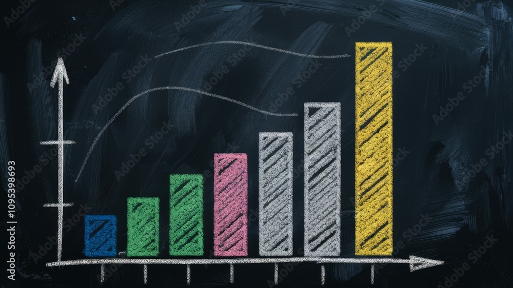 Chalkboard Charting Success: A vibrant bar graph, hand-drawn in chalk ...