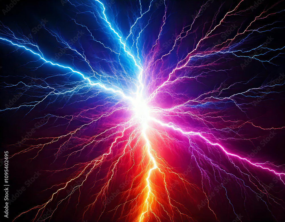 Witness the awe inspiring clash of hot and cold lightning, creating a ...