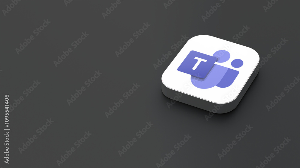 3D-rendered icon of the Microsoft Teams app logo, featuring a sleek ...