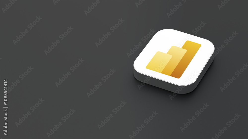 3D-rendered icon of the Microsoft Power BI app logo, featuring a sleek ...