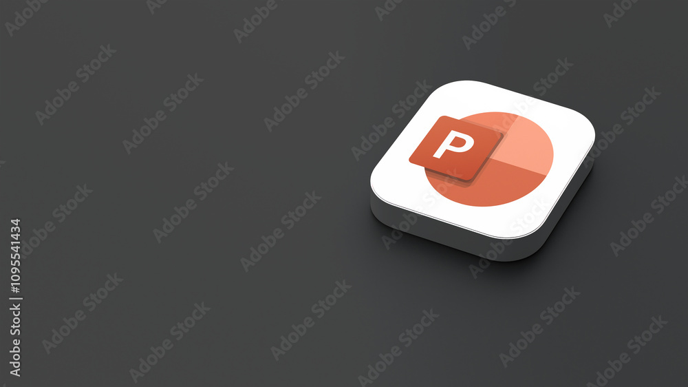 3D-rendered icon of the Microsoft PowerPoint app logo, featuring a ...