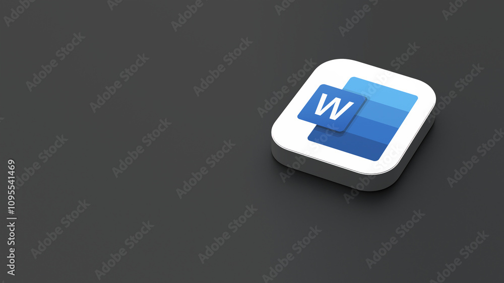Ilustración de Stock 3D-rendered icon of the Microsoft Word app logo ...