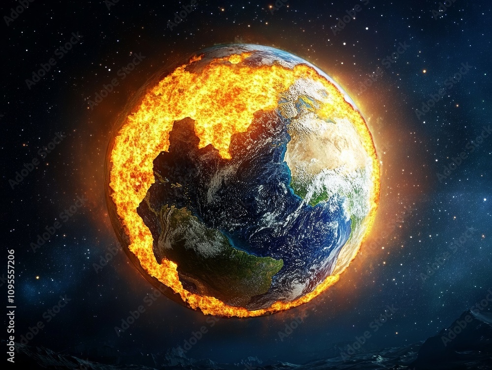 Stock-Foto „Detailed CGI Earth Cross Section with Fiery Crater Lava ...