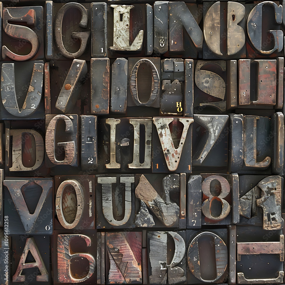 Vintage Historical Letterpress Types, Also Known as Lead Letters ...