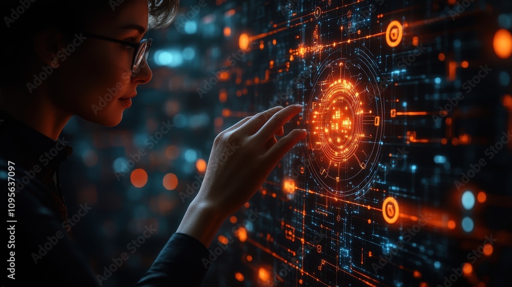 businessman touching organization chart on virtual interface screen ...