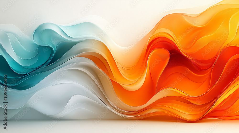 Background. Abstract geometric curves background, vibrant orange and teal color palette, dynamic ...