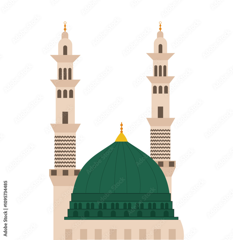 Madinah masjid al nabawi mosque vector illustration icon Stock Vector ...