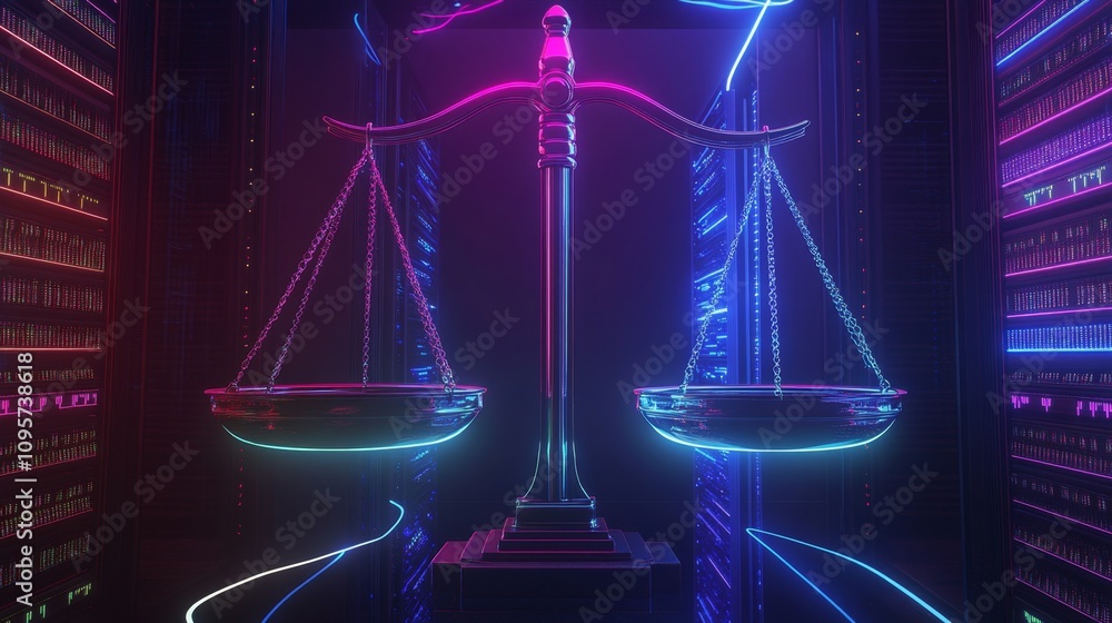 Legal balance concept digital environment visualization high-tech ...