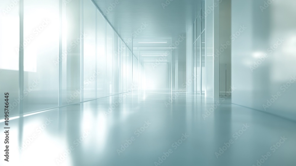 Illuminated corridor scene modern building architectural photography ...