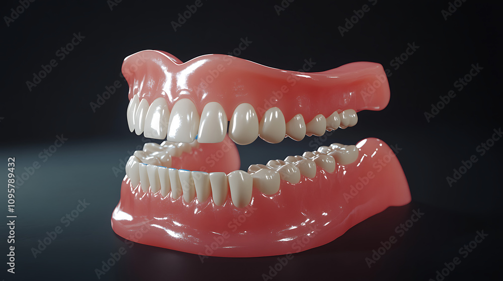 3D Model of Full Dentures Demonstrating Artificial Teeth and Gum Design ...
