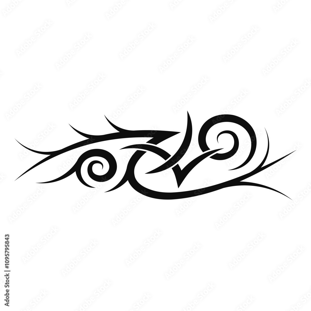 Tribal Tattoo Border Illustration. Isolated on White Background. Vector ...