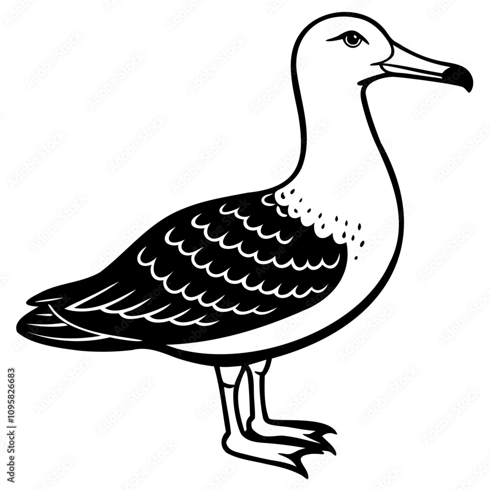 Albatross Birds Black Vector Silhouette, Vector outline, or Line art ...