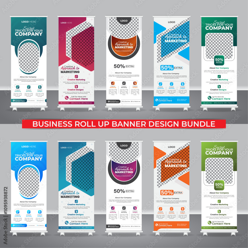 5 set package, ads banner, rollup ads, bundle set template design. Roll ...