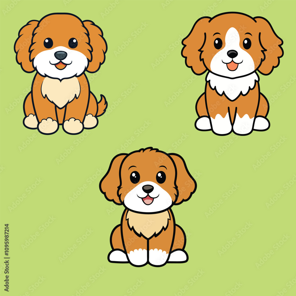 Collection of Cute Bernedoodle Dog Clipart Vector illustration Stock ...