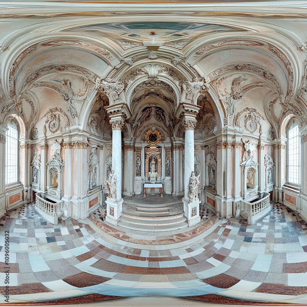 Full HDRI 360° Panorama Aerial View of Baroque Temple or Cathedral ...