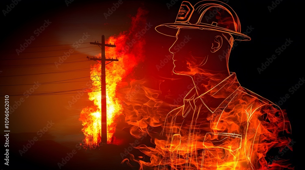 A man's body, with clothing elements like a fire extinguisher and a ...