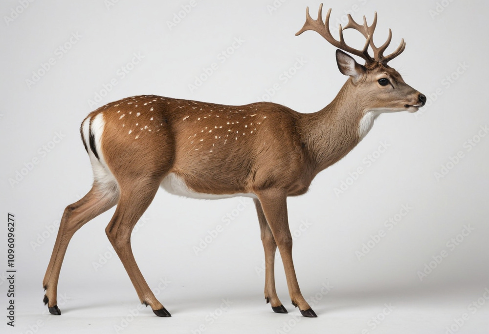 standard Deer right side view. Full figure visible, flat white ...