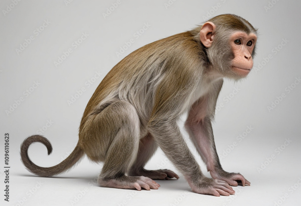 standard Monkey right side view. Full figure visible, flat white ...