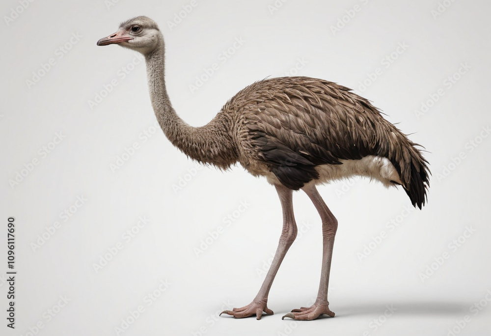 standard Common Ostrich right side view. Full figure visible, flat ...