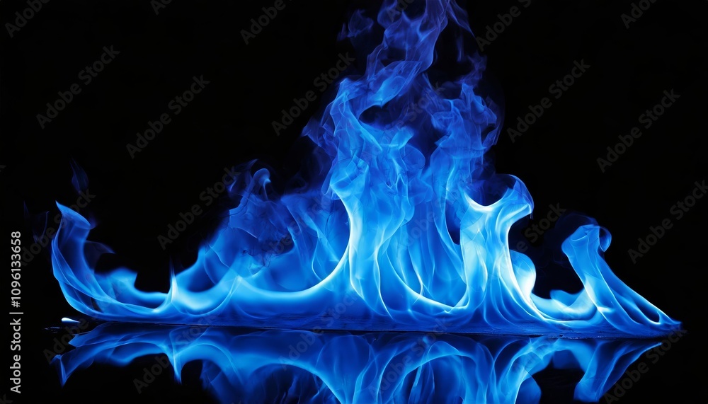 Vivid Isolated Blue Fire Flame on Black Background - High-Resolution ...