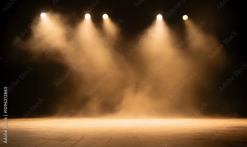 Setting up a stage without actors illuminated by light and smoke ...