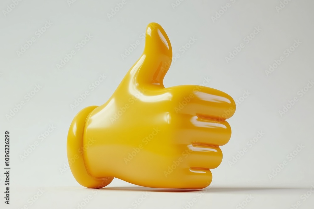 Vector illustration of yellow color thumb up emoticon on white ...