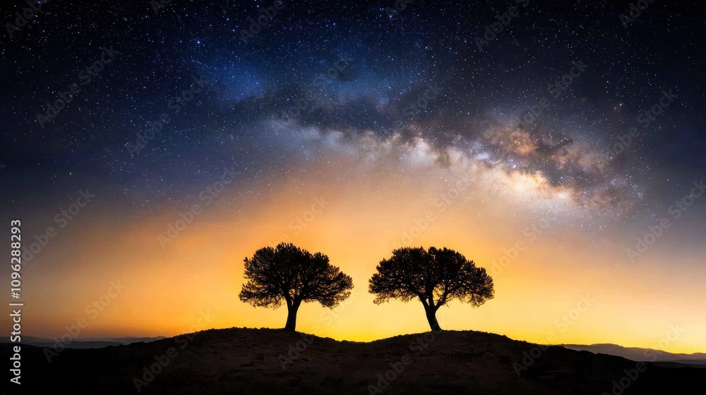 Breathtaking Night Sky Over Ancient Bristlecone Pine Trees in a Scenic ...