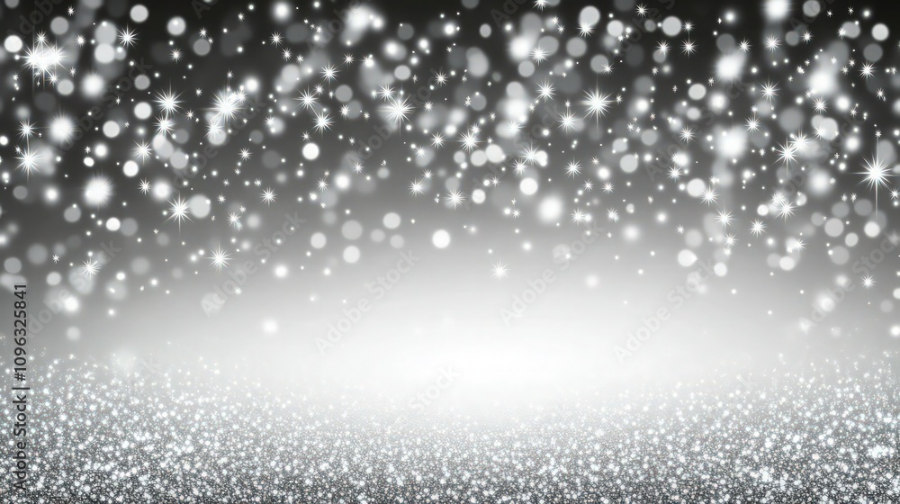 Abstract silver sparkle backdrop with defocused lights and a gradient ...