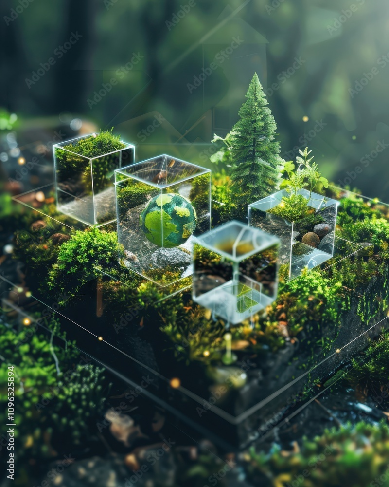 Promoting digital sustainability high-resolution icons overlaying ...