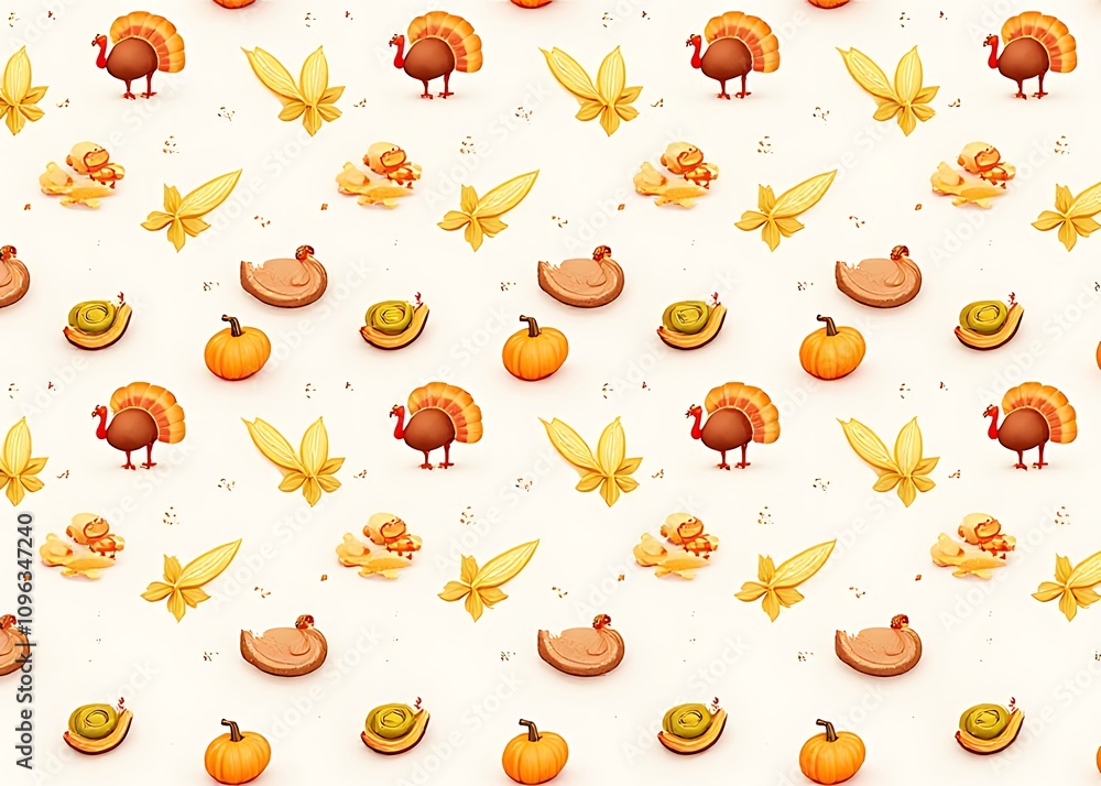 Seamless harvest pattern features a repeating design with images of ...