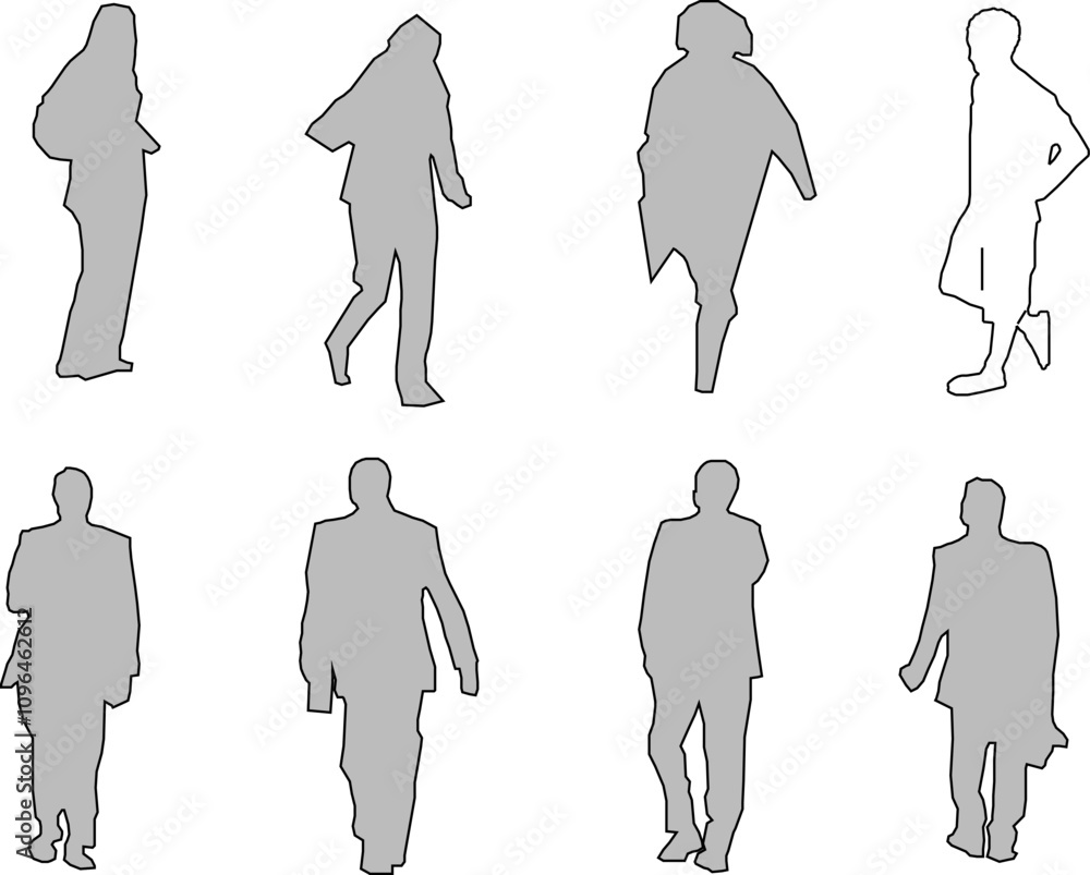 vector sketch illustration of a human silhouette design with all its ...