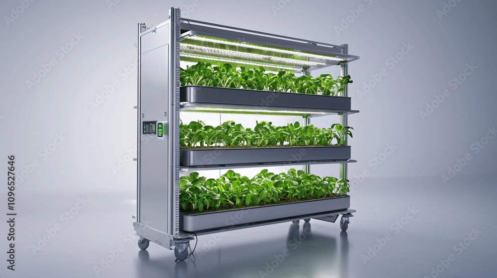modern vertical farming system with hydroponics, showcasing lush green ...
