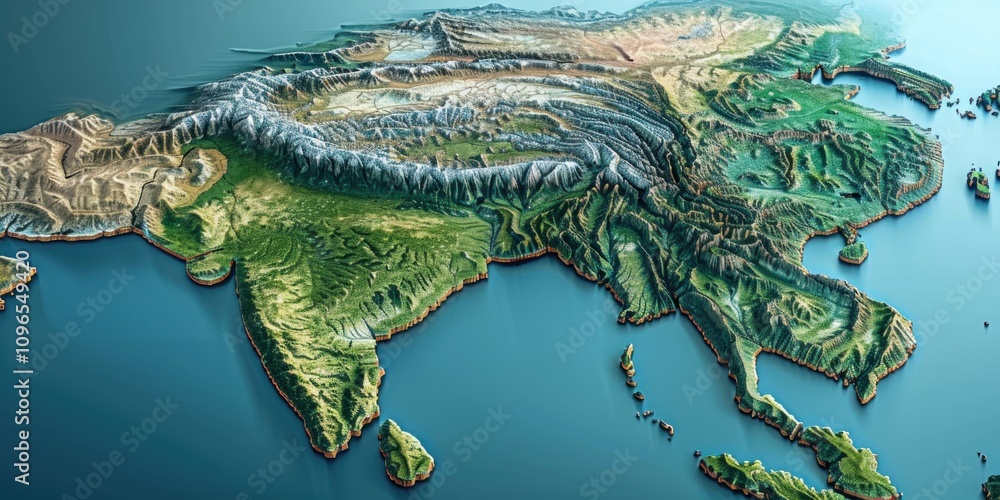 3D Relief Map of Southeast Asia Stock Illustration | Adobe Stock