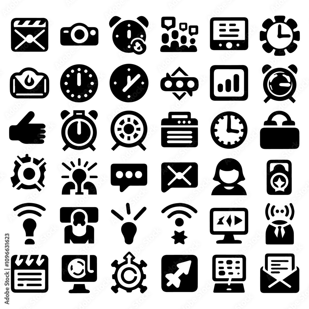 Action icons collection featuring key symbols like play, pause, stop ...