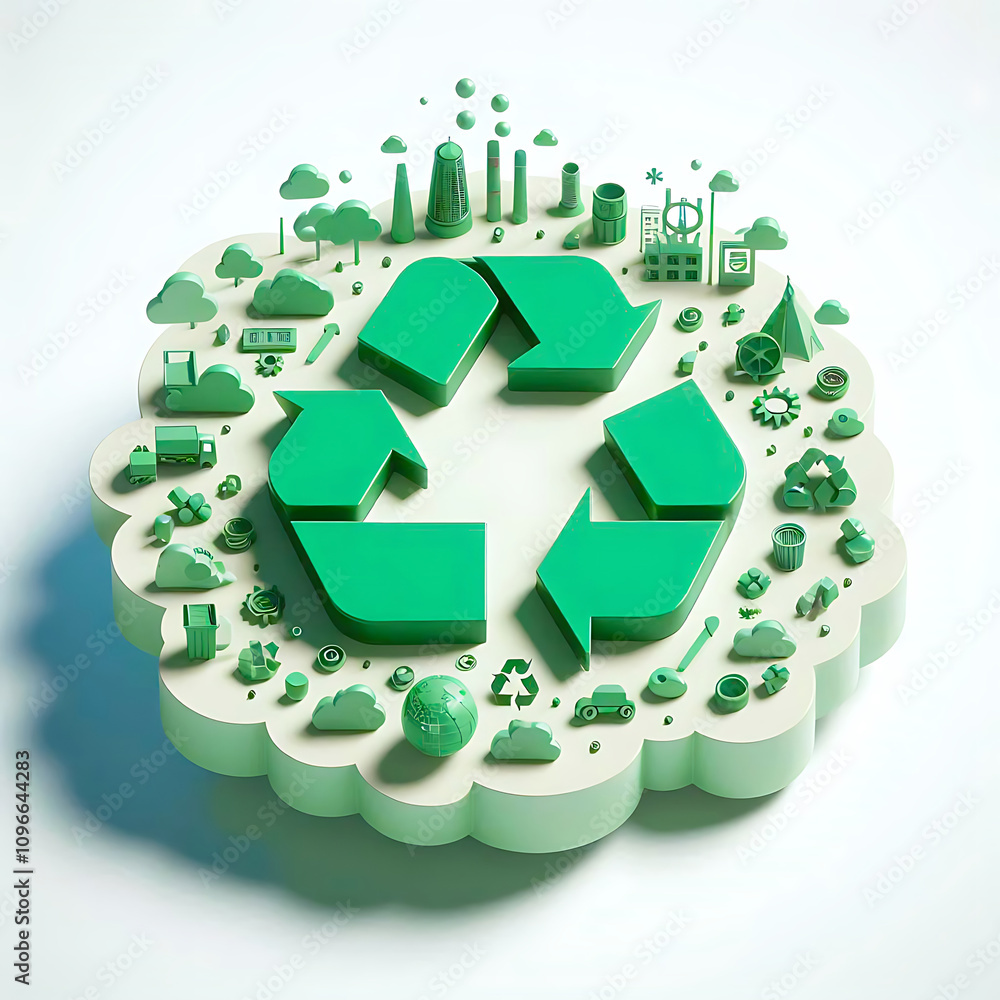 Recycling Symbol grün für Nachhaltigkeit und Umwelt Schutz schwebend 3D ...