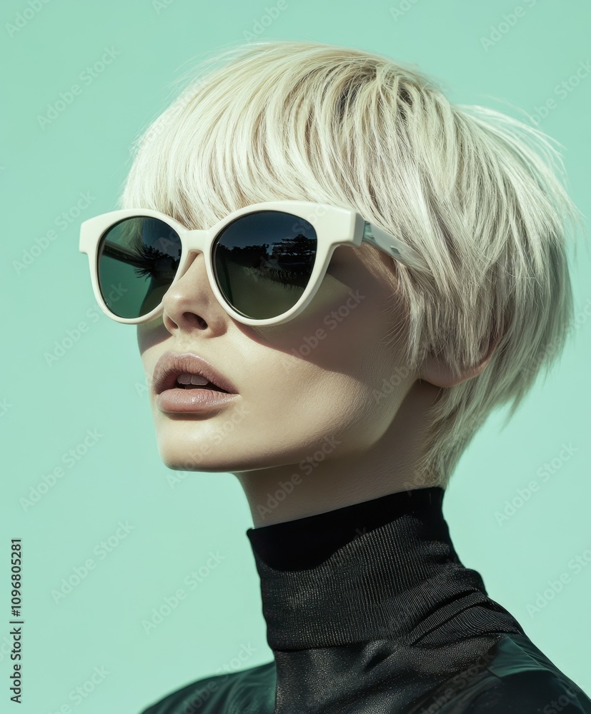 editorial portrait of a modern woman, minimal background, pastel tone ...