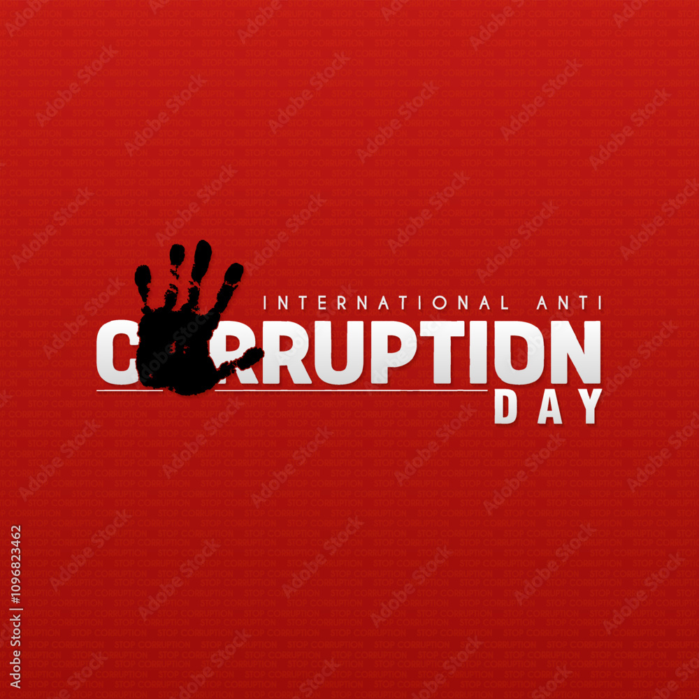 International Anti-Corruption Day background. with handprint ...