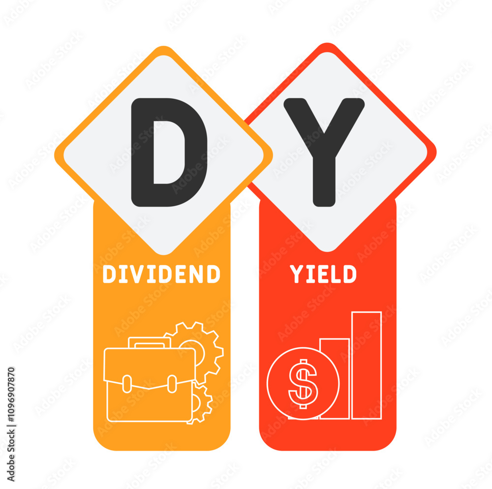 DY- dividend yield acronym. business concept background. vector ...