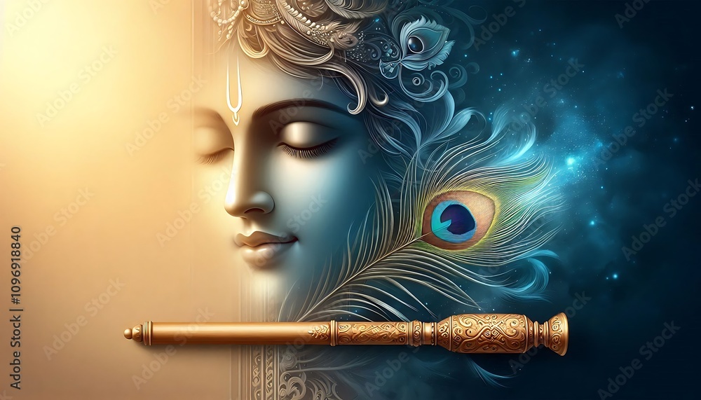 Lord Krishna's beautiful portrait Stock Photo | Adobe Stock