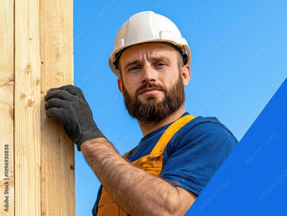 woodwork and carpentry concept. A craftsman constructing a timber ...
