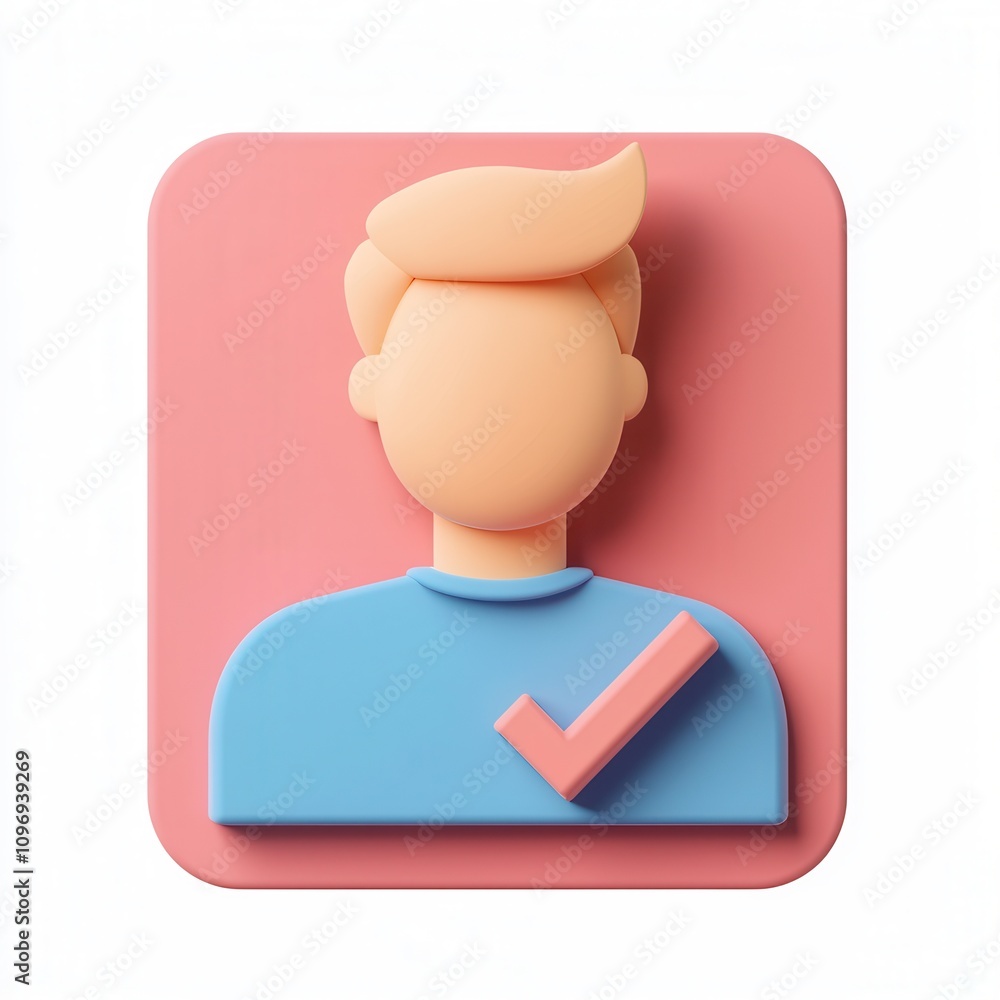 Approval register concept. 3D avatar with a checkmark symbol for ...