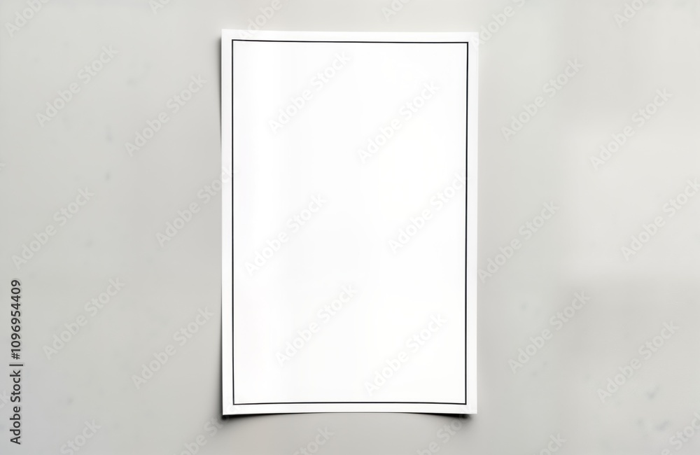 Blank funeral flyer mockup. Simple white black design. Thin border ...