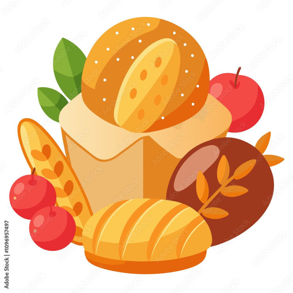 bread baked food clipart cartoon Illustration drawing Stock Vector ...