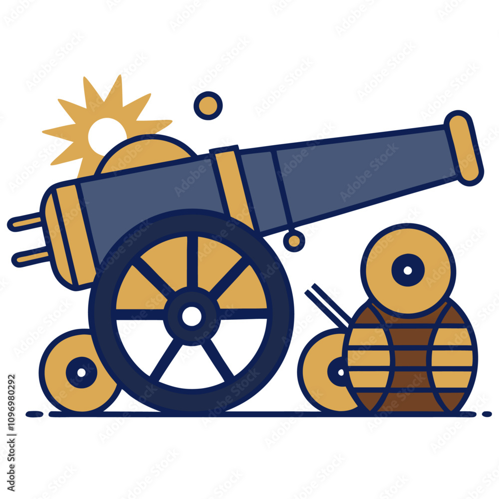 cannon and ammunition clipart cartoon Illustration drawing Stock Vector ...
