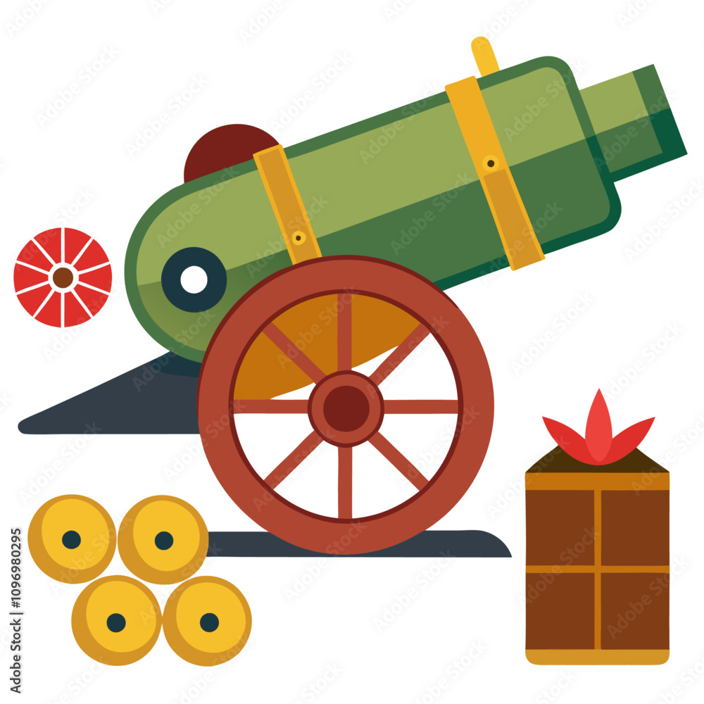 cannon and ammunition clipart cartoon Illustration drawing Stock Vector ...