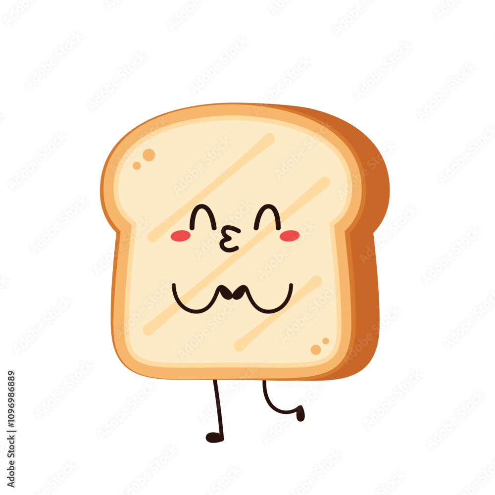 Cute happy toast. Vector cartoon character illustration icon design ...