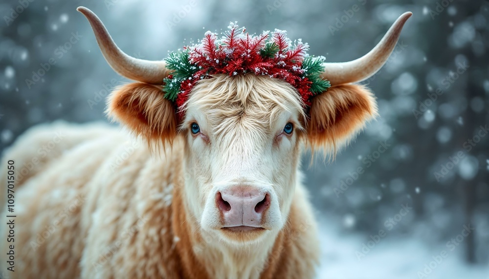 Cute albino cow cattle heifer bull highland longhorn with horns at ...