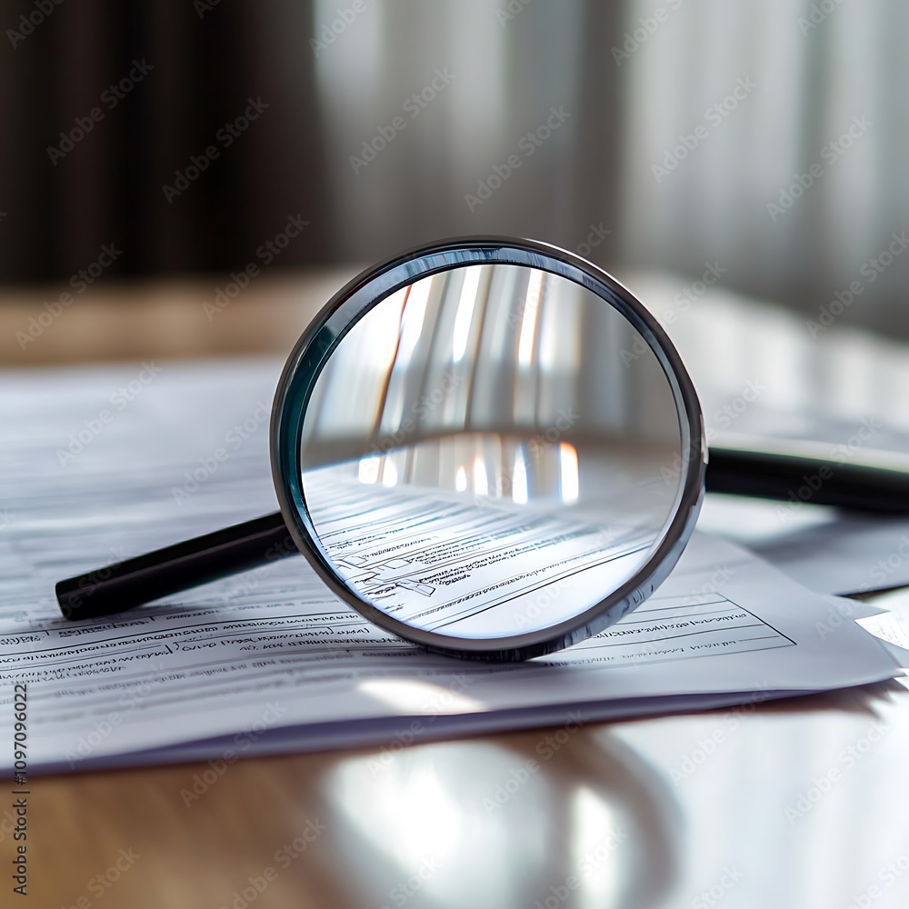 Magnifying Glass Focus on Approve Document Icon: Highlighting Document ...