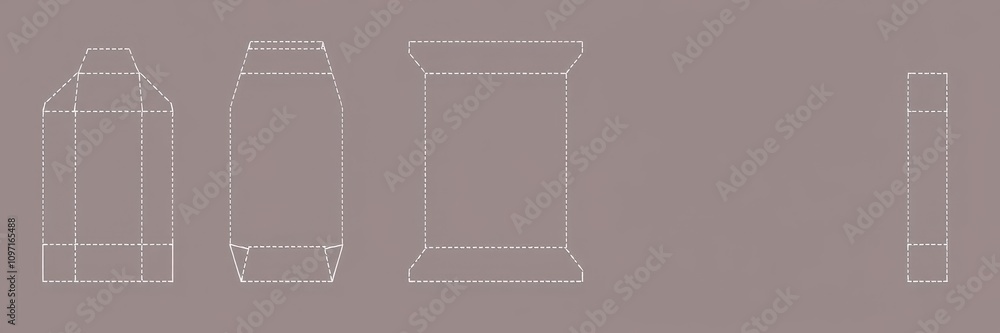 Carton box dieline template for bottle packaging mockup with die cut ...